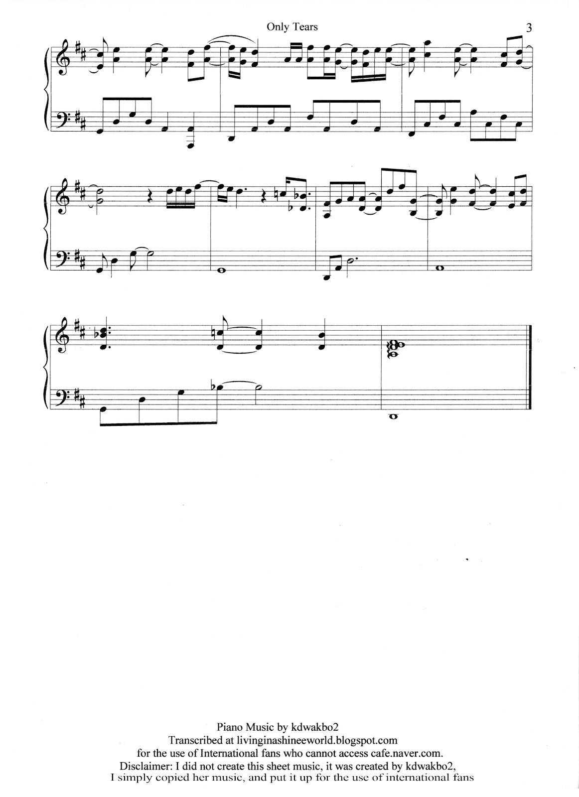 SHINee World: "Only Tears" by Infinite: Piano Sheet Music