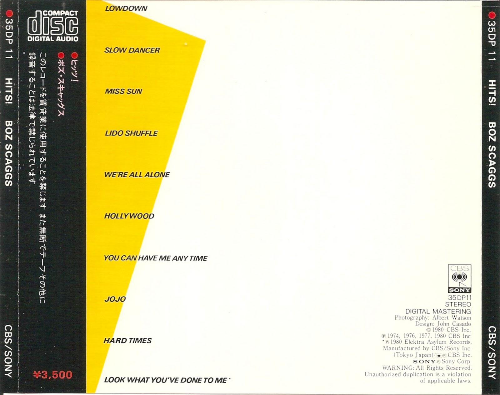 The First Pressing CD Collection: Boz Scaggs - Hits!