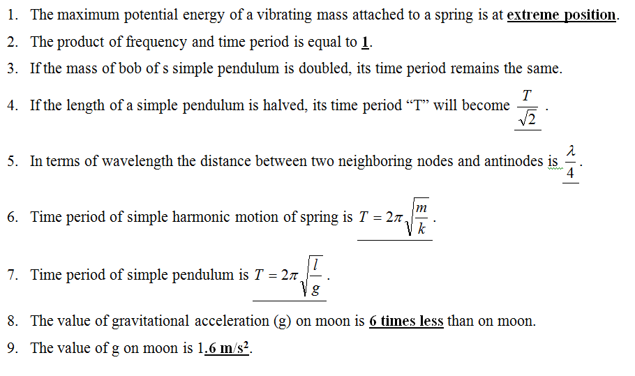 Physics Notes : AMPLITUDE, FREQUENCY, WAVELENGTH, TIME PERIOD, CREST ...