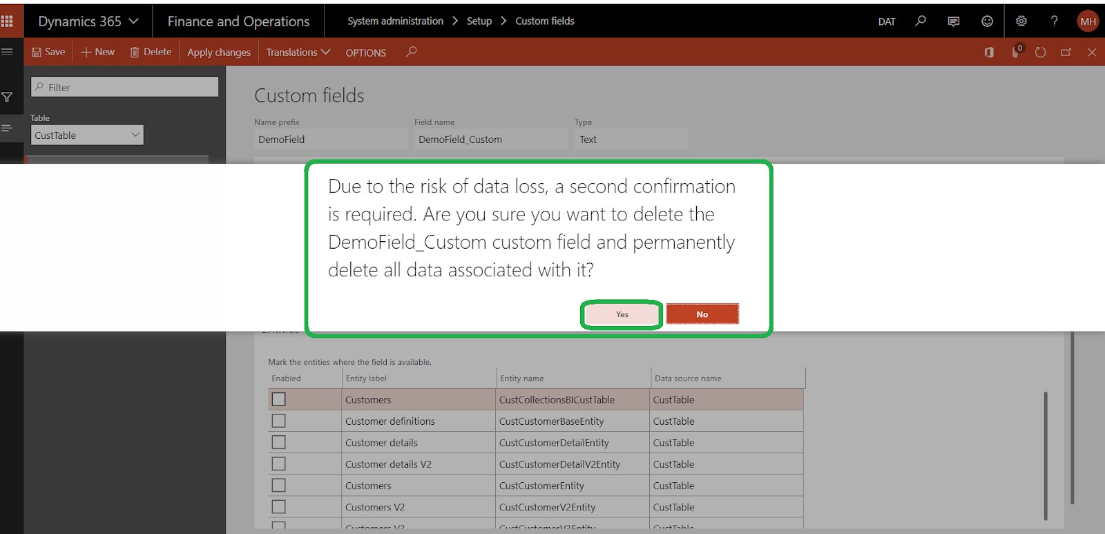 How to delete Custom fields without developer in Dynamics 365?