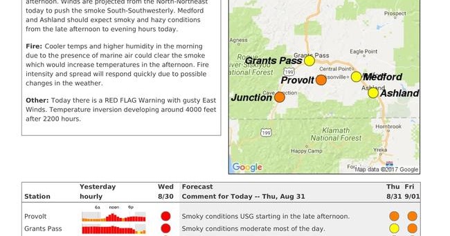 Smoke Forecast for Miller Complex Fires -- Aug. 31, 2017