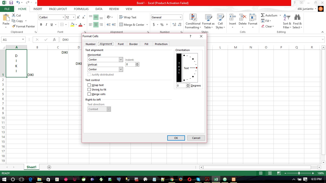Format Cell Alignment di Ms Excel ~ Personal Web