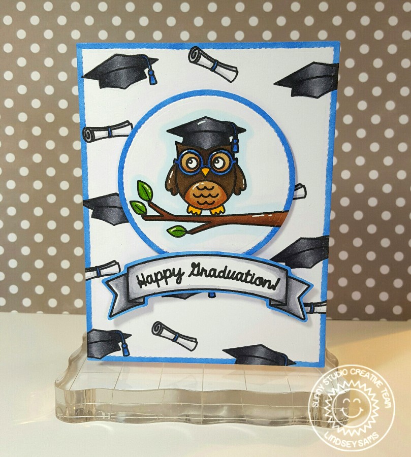 Sunny Studio: Woo Hoo Graduation Owl Cap & Diploma Card with Lindsey