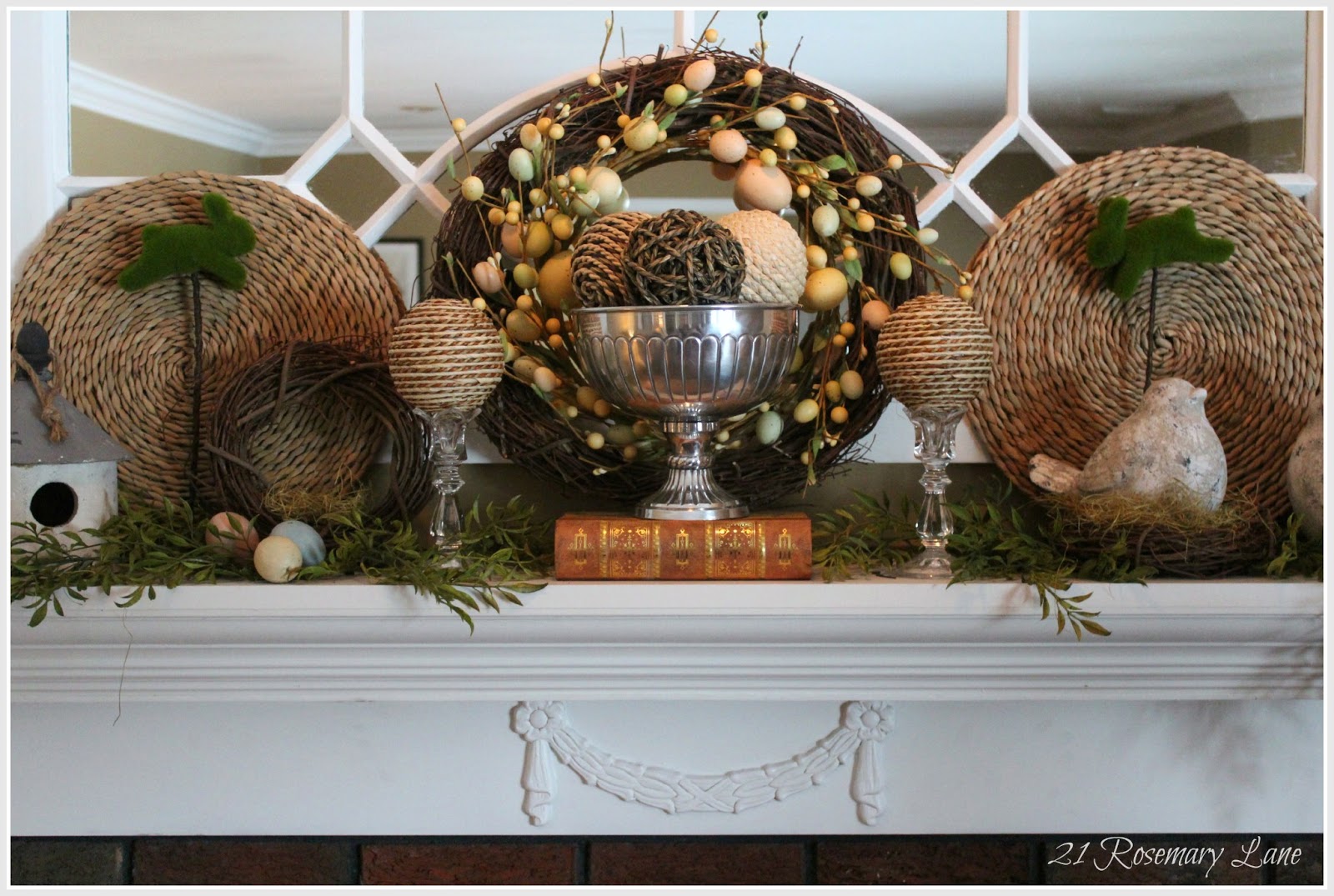 21 Rosemary Lane: Natural and Textured Easter Mantel