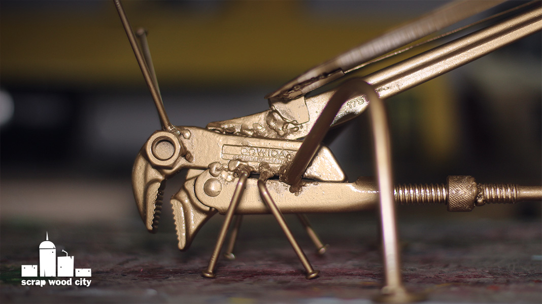 scrap wood city: How to make a DIY metal grasshopper sculpture