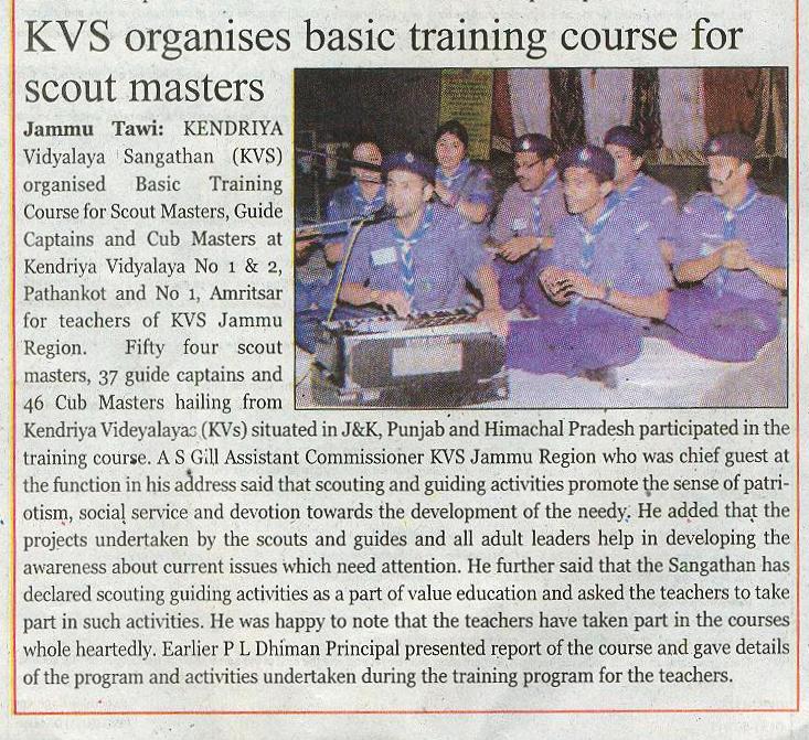 KVS Jammu Region BS&G Activities: Basic Courses for Cub Masters at KV ...