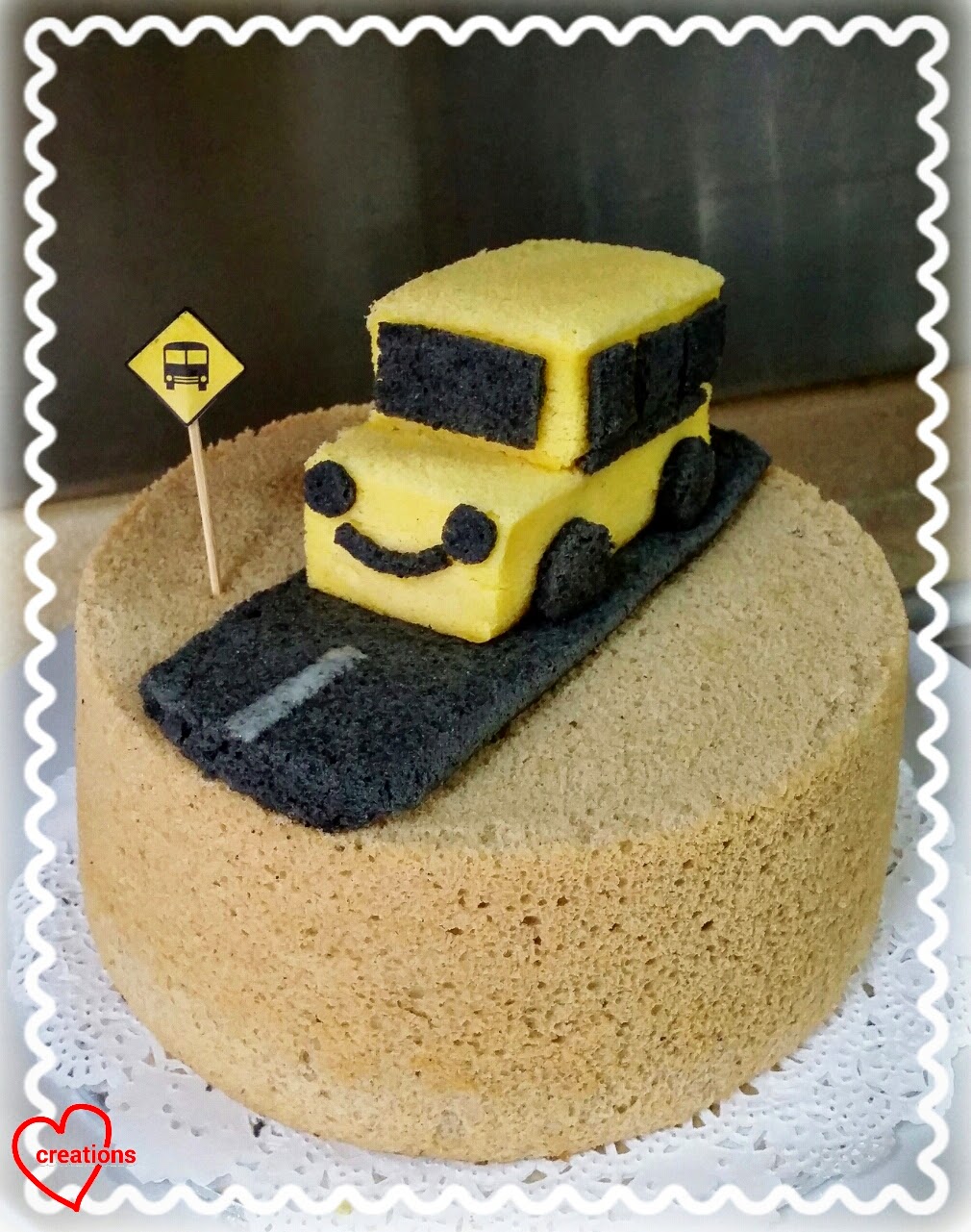 Loving Creations for You: Vanilla Chocolate Bus Pinata Chiffon Cake