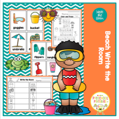 Beach Write the Room ~ Preschool Printables