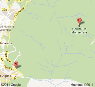 Santuario de Monserrate: Mapa de Ubicación de Monserrate.