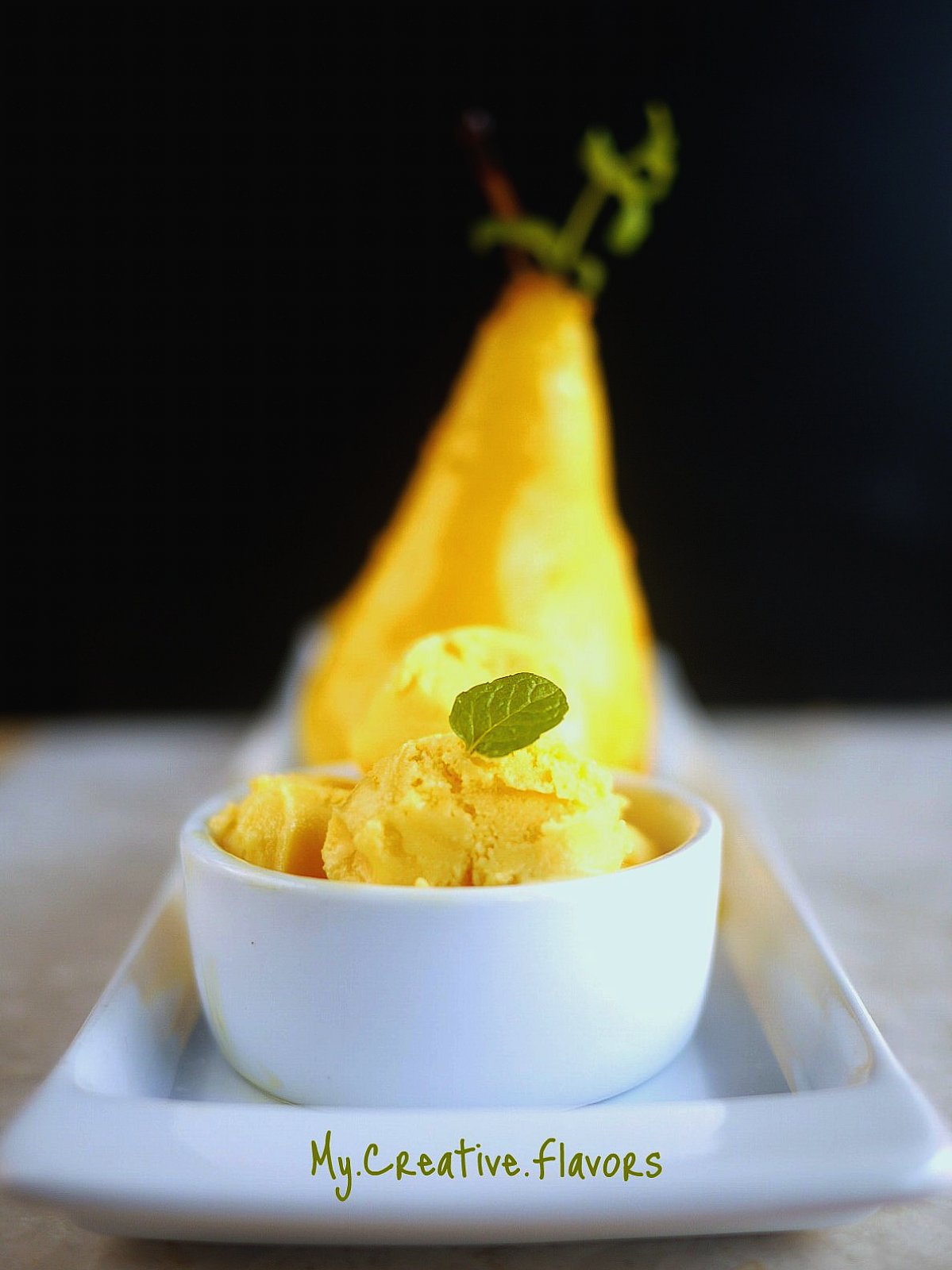 My.Creative.Flavors: Classy Poached Pear in Spicy Mango Nectar with ...