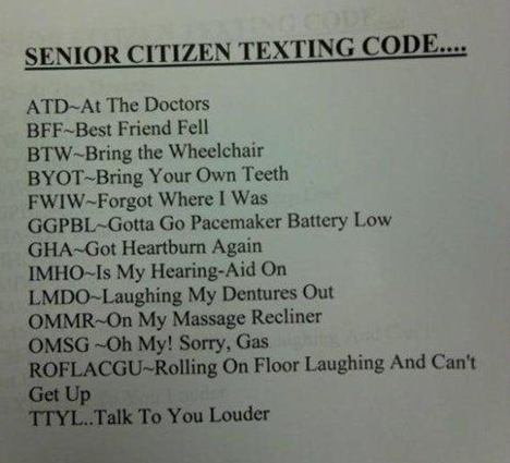 Monday Funday: Senior Citizen Texting Codes