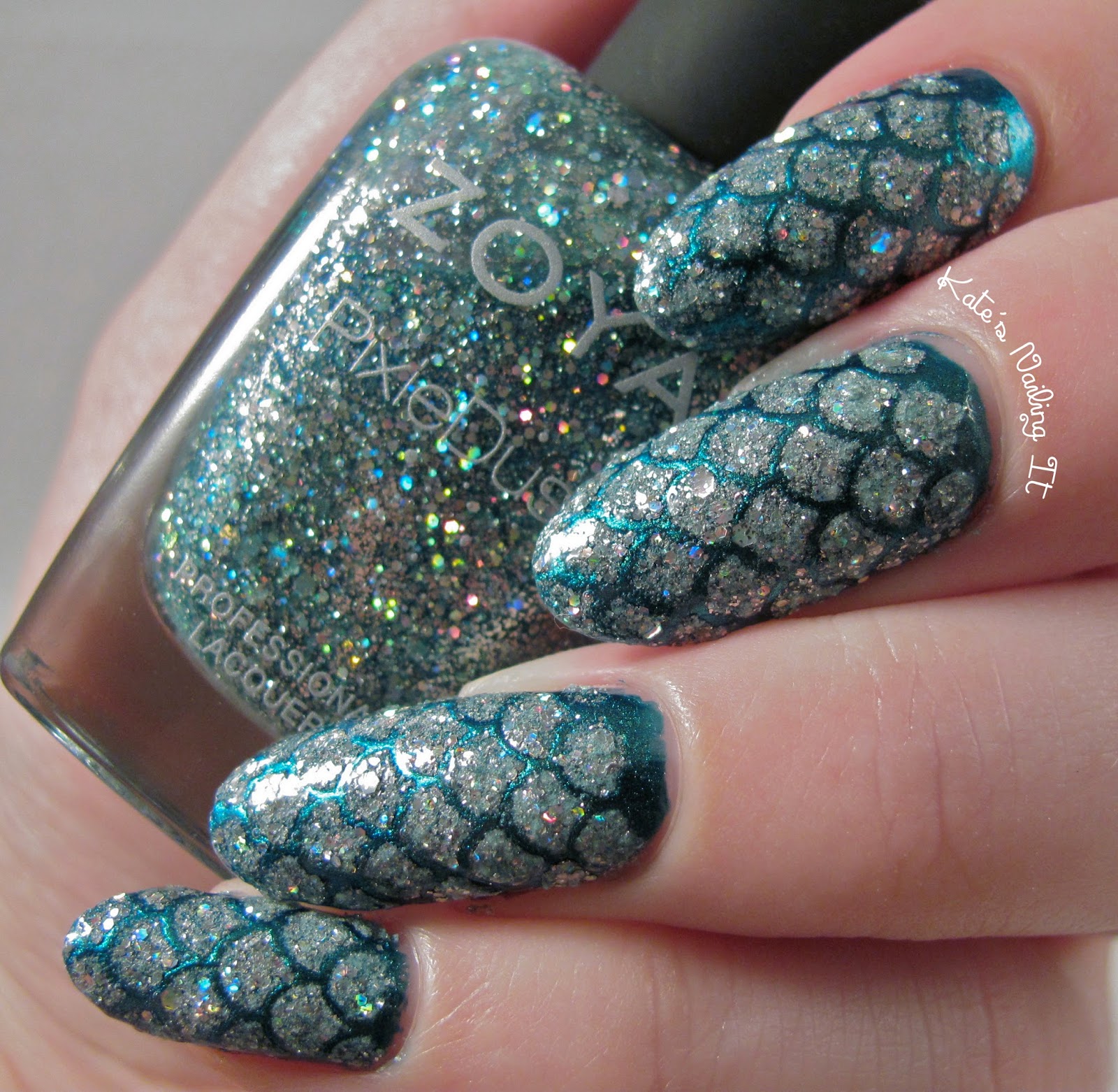 Kate's Nailing It: Blingy mermaid scale nail art