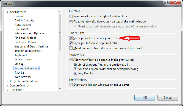 James : Visual Studio show pinned tabs in a separate row James : Visual Studio show pinned tabs in a separate row