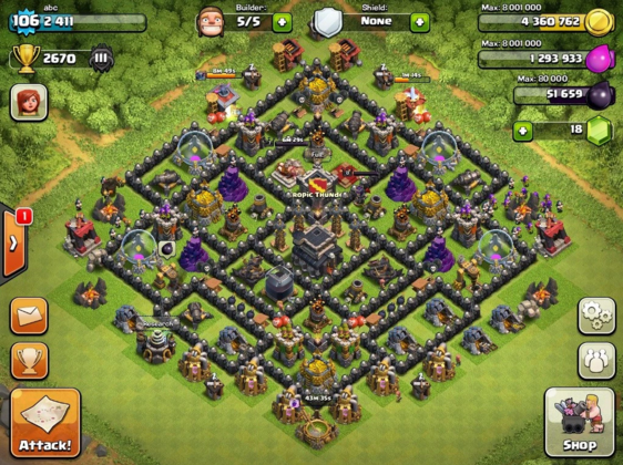 Base TH 9 Clash Of Clans COC Farming, Trophy, Hybrid.