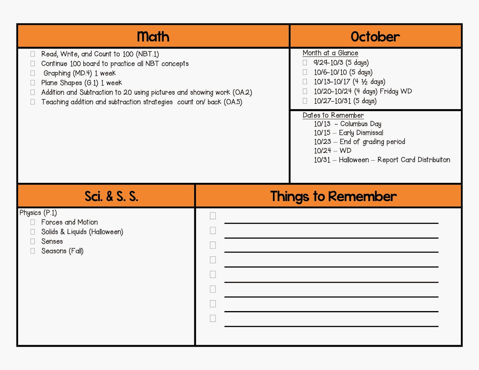 Teach it With Class: 1st Grade Curriculum Maps