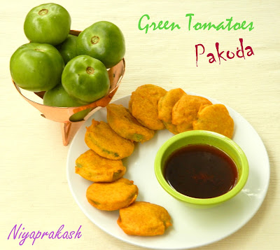 Niya's World: Green Tomato Pakoda / Green Tomato Pakora