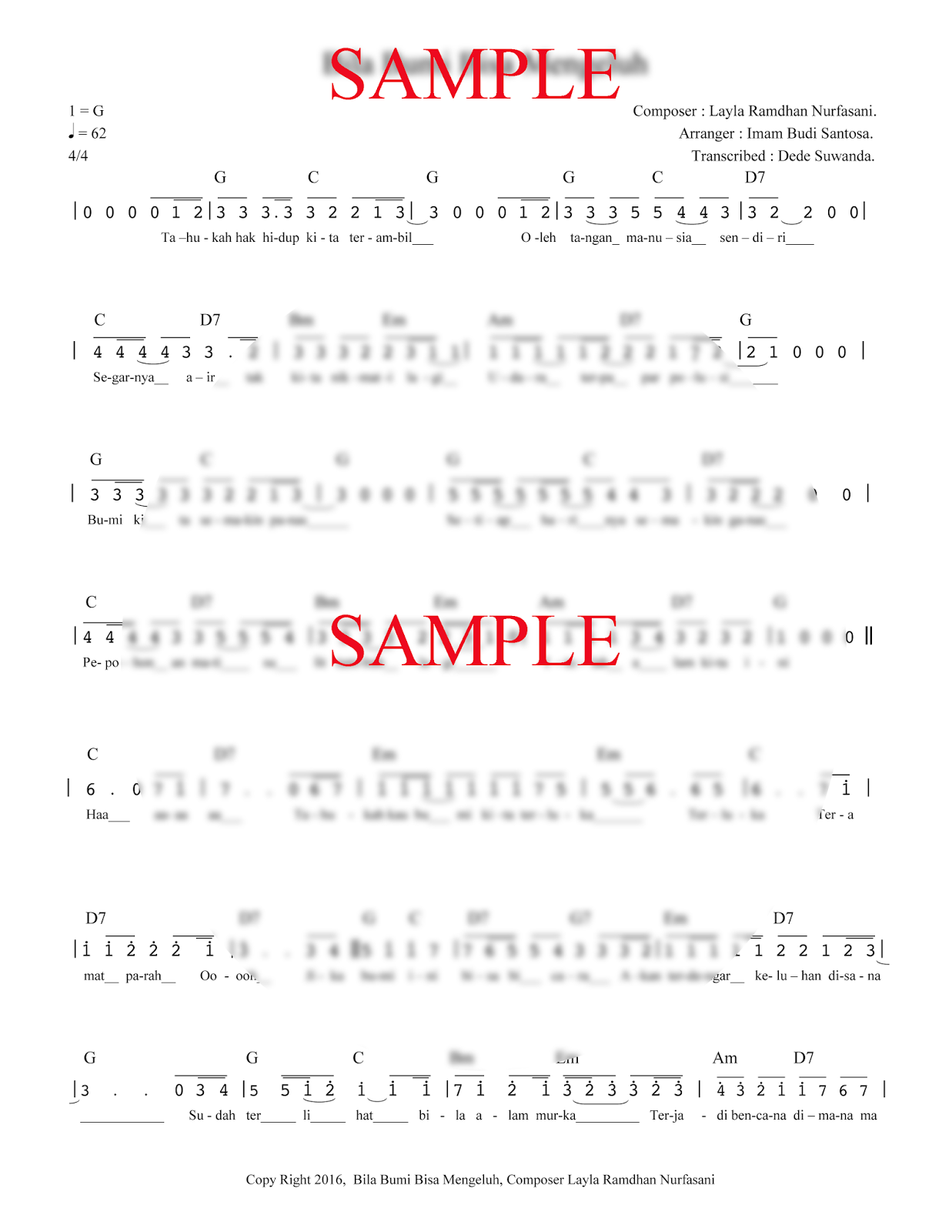 Contoh Hasil Pesanan Penulisan Partititur Not Angka Lagu Karya Fani ...