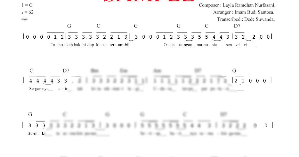 Contoh Hasil Pesanan Penulisan Partititur Not Angka Lagu Karya Fani ...