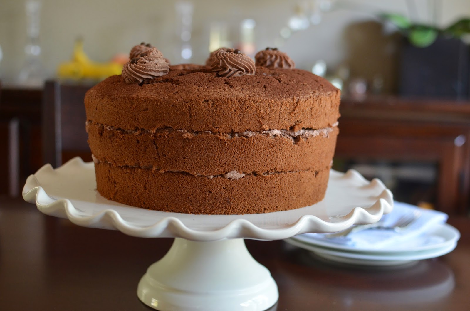 Playing with Flour: Chocolate chiffon cake with cocoa cream filling