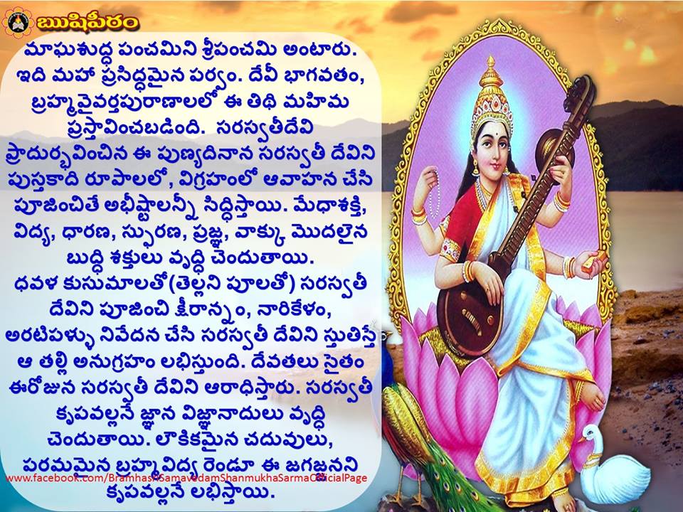 CHODAVARAMNET: IMPORTANCE OF SRI PANCHAMI
