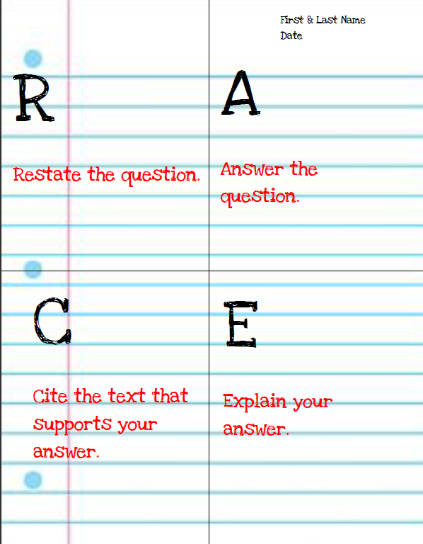 Middle of Lit: RACE Writing Response (freebie on a snowday!)