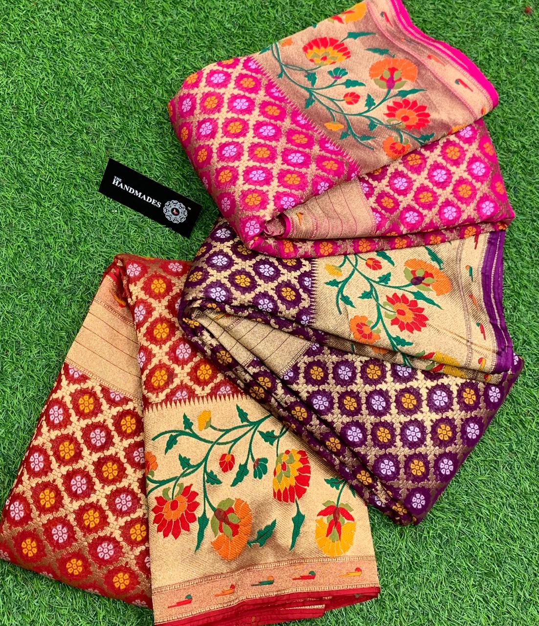 Kadhi Georgette sares with bandini print