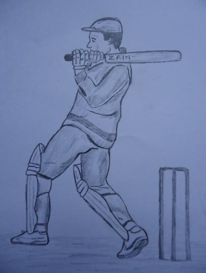 Pencil Sketches & Painting : Cricket