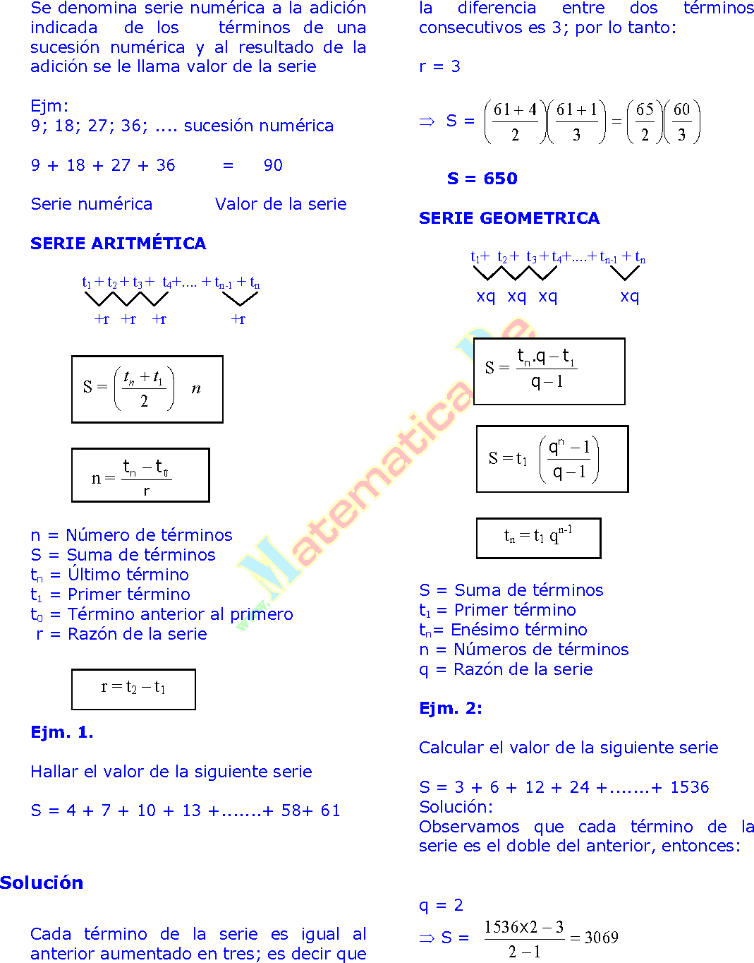 SERIES Y SUMATORIAS PROBLEMAS RESUELTOS OPERADOR SIGMA DE RAZONAMIENTO ...