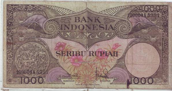 LUKITO KERTAS: Seribu Rupiah tahun 1957 - SOLD