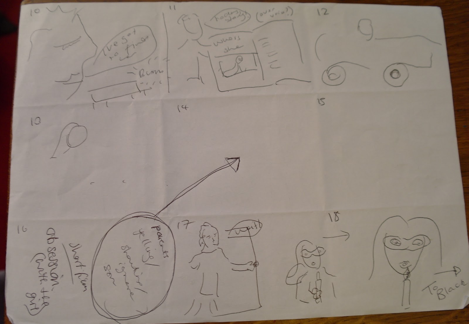 Year 13 Media Phoebe Atkinson: Storyboard for Shot Film Idea