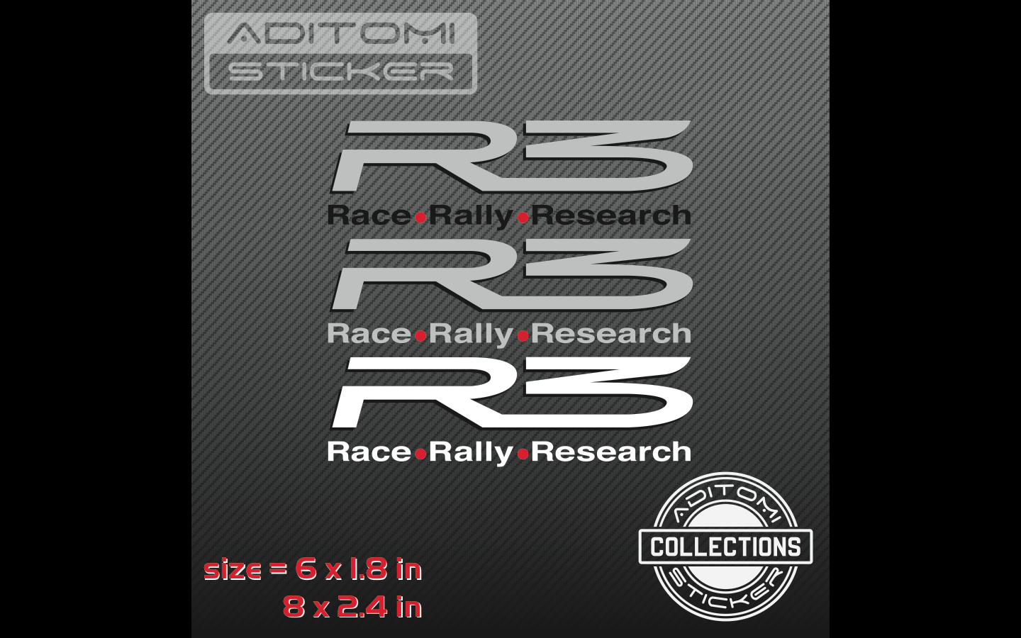 aditomi sticker collection: R3 Race Rally Research sticker