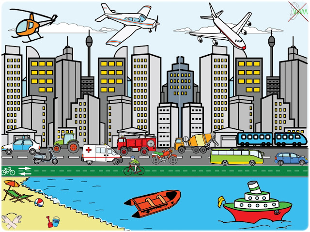 Burbuja de Lenguaje: Transportes: sonidos en la ciudad