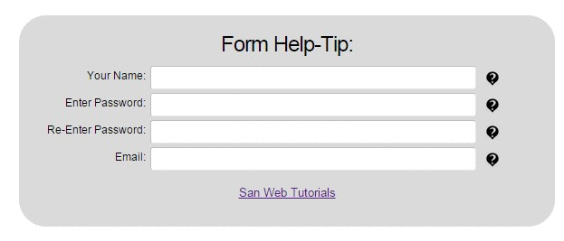 Form Help tip on mouse hover