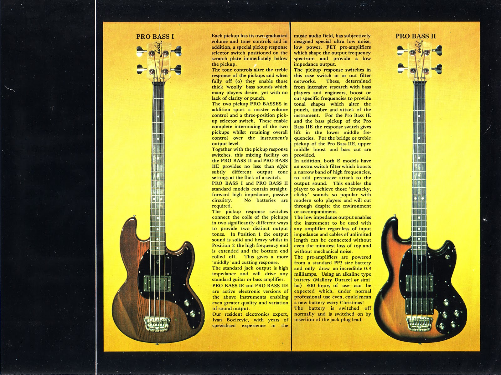 A HISTORY OF WAL BASSES: "Production line" basses (The Pro Series Basses)
