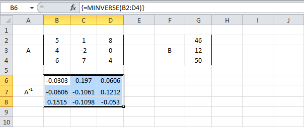 MS Excel: MINVERSE Function (WS) | Excel 2016