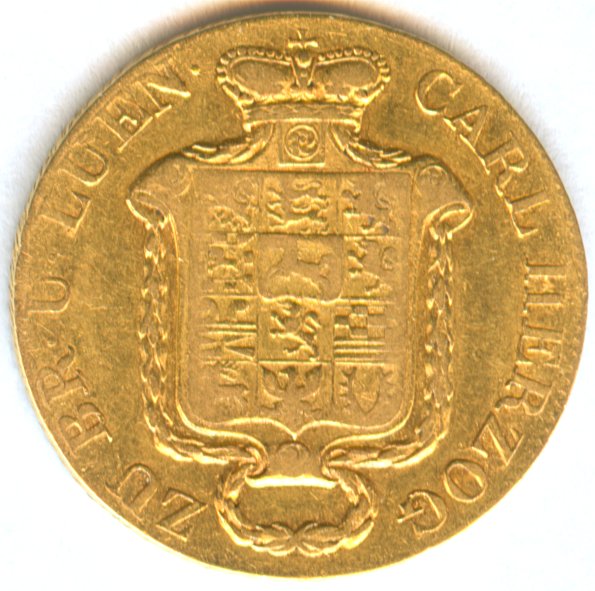 Germany, Brunswick-Wolfenbuttel state 5 Thaler Gold coin, dated 1824 ...