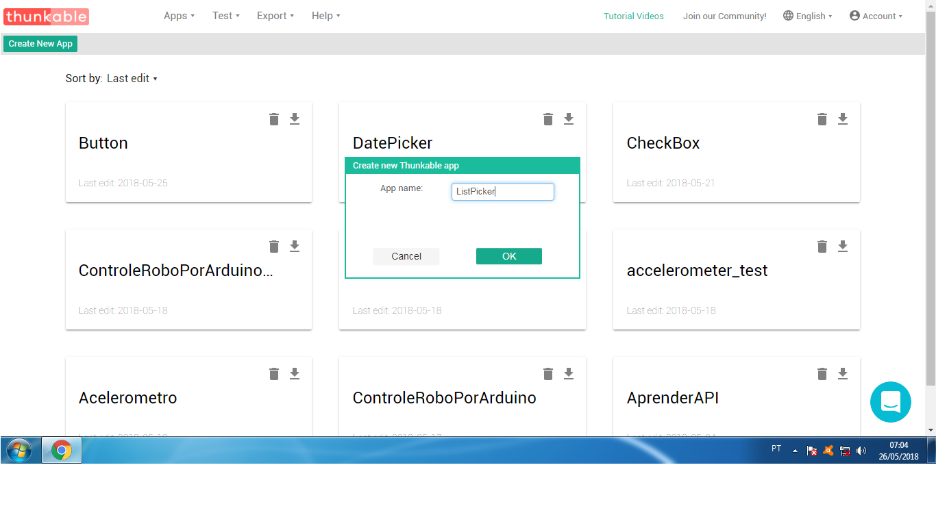 Tutor dos Nerds: Como utilizar o elemento ListPicker no Android com Thunkable/app Inventors