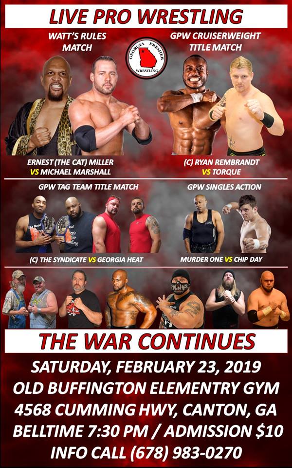 GWH News and Notes: Georgia Premier Wrestling in Canton on February 23