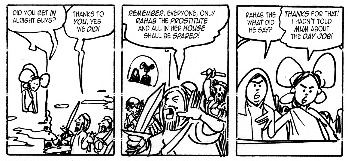 Kev F comic art: Story of Rahab & Jael Wife Of Heber written