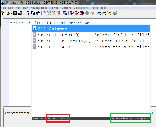 Difference in Run SQL Scripts @ RPGPGM.COM