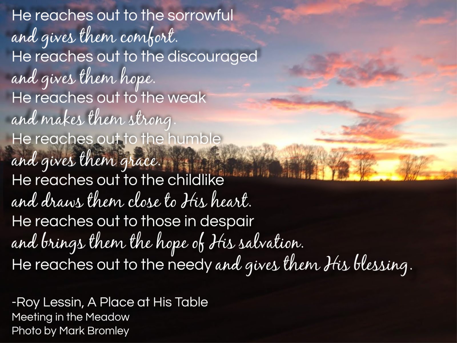 Meeting in the Meadow, by Roy Lessin: Jesus Reaches Out to Bless You