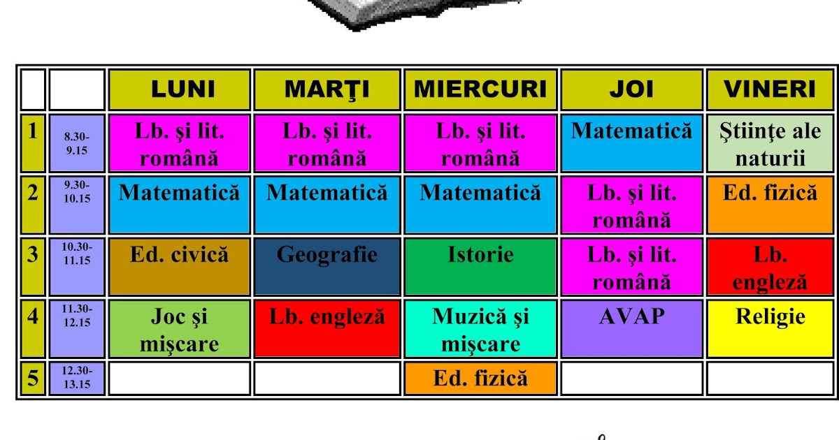 Clasa a-IV-a C - Liceul Teoretic Miron Costin Pascani : Orar