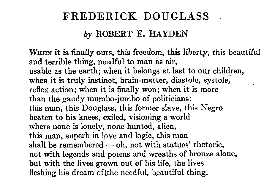 Say Something Wonderful: Robert Hayden's "Frederick Douglass": 3 Versions