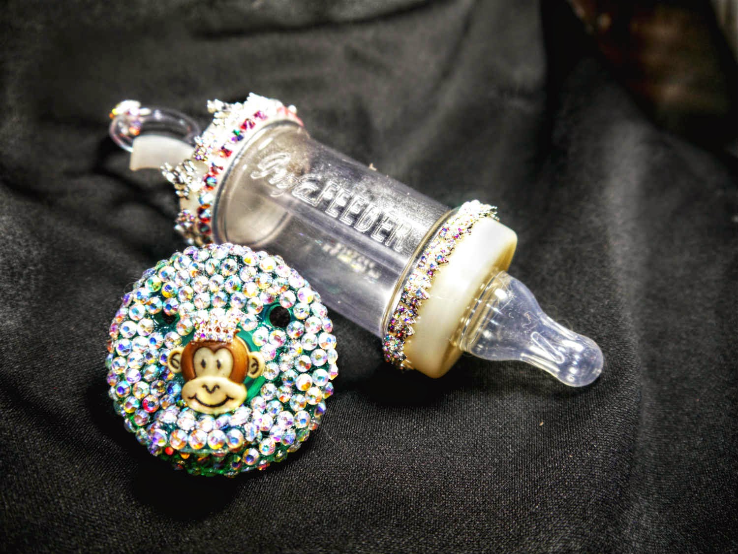I HEART STERLING: Rhinestone Bottle(Infa feeder) and Pacifier