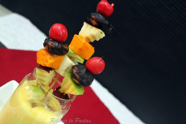Fruit and Donut Bites with Custard - Ribbons to Pastas