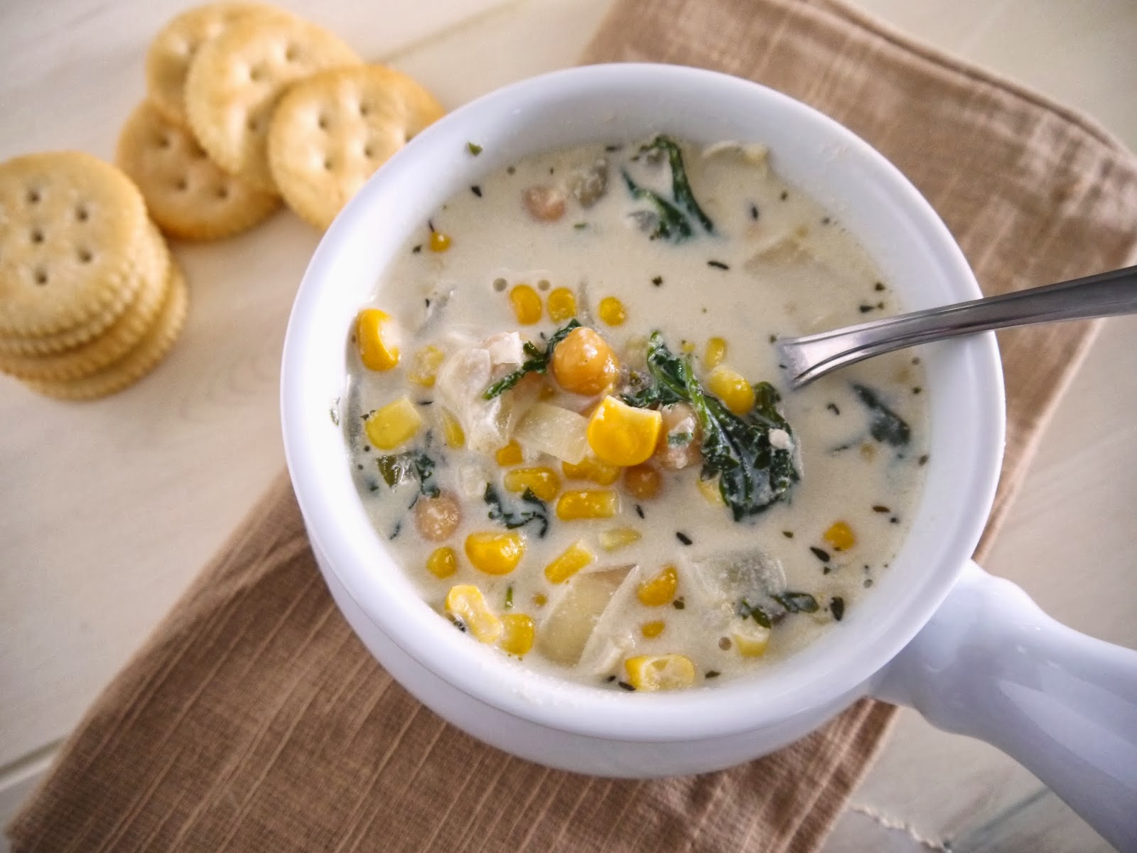 Eighty Twenty: 80(ish)--- Smokey Corn Chowder with Garbanzo Beans and Kale