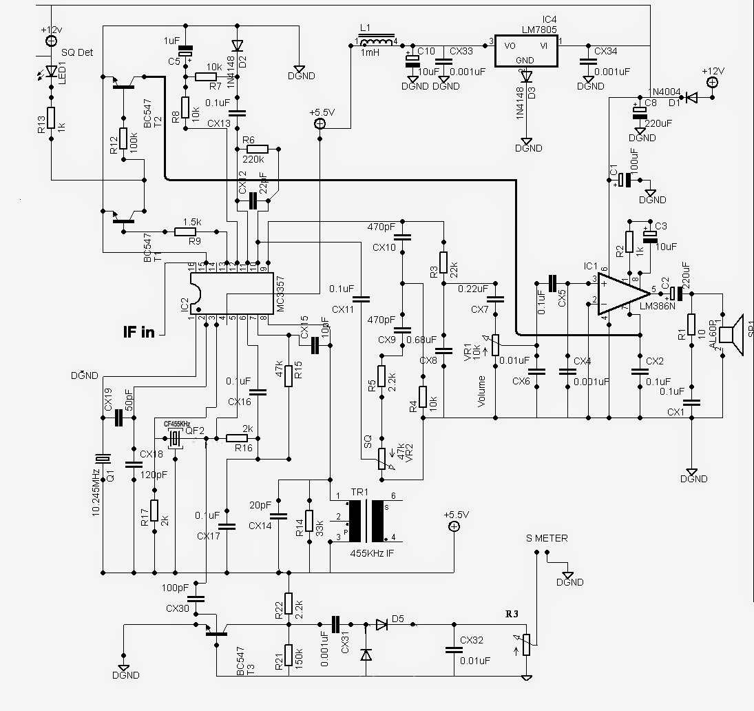 elektronika-analog: Receiver NBFM menggunakan IC MC3357