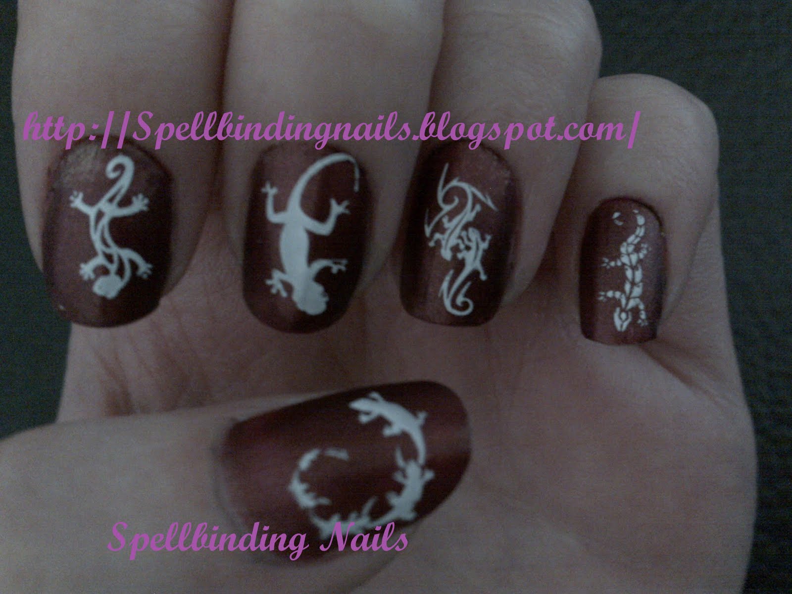 Beauty Nails: HB04 + 'Sparkly Green Lizards'