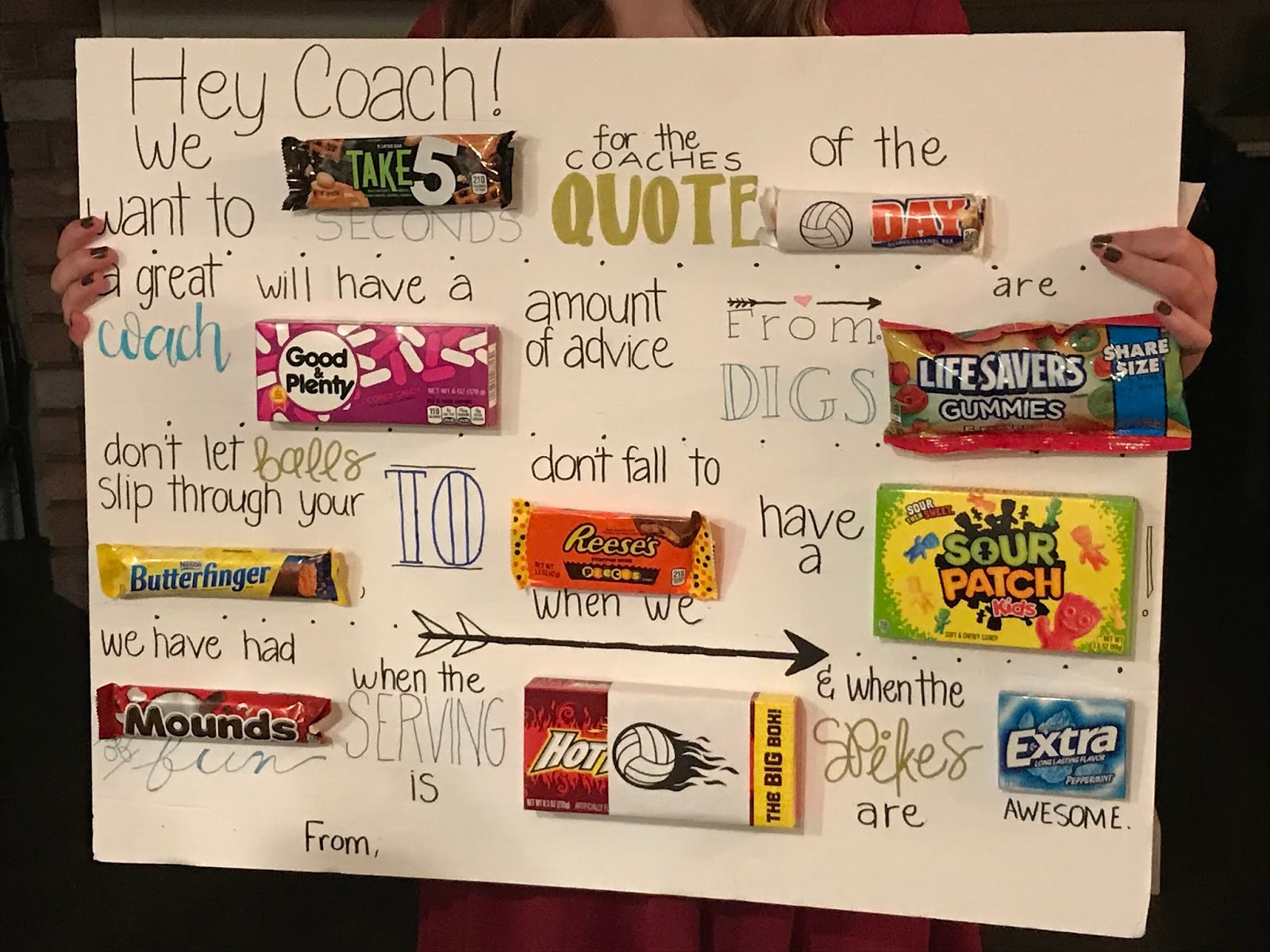 Going Overboard: candy bar poster for coach