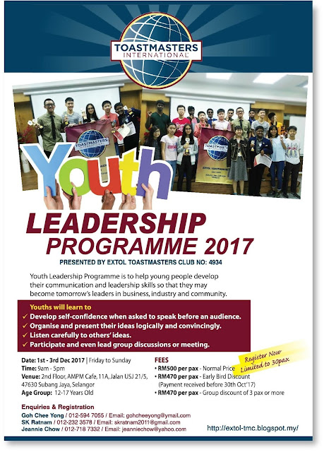 Extol Toastmasters Club: YOUTH LEADERSHIP PROGRAMME by EXTOL ...